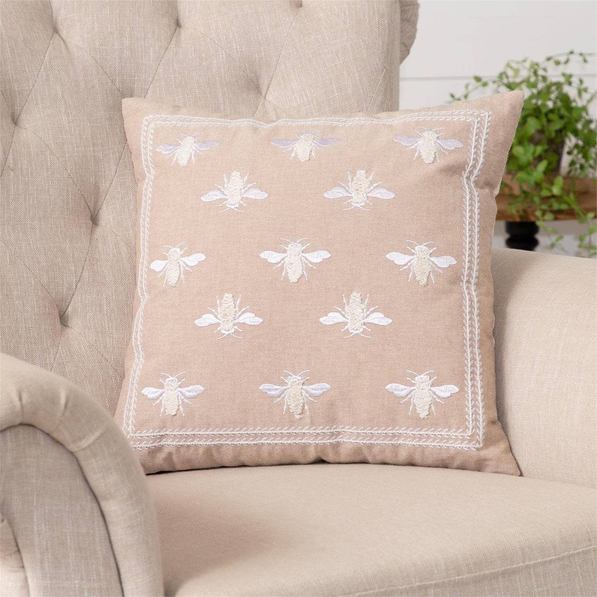 Pillow - Embroidered Bees – Josephine Interiors